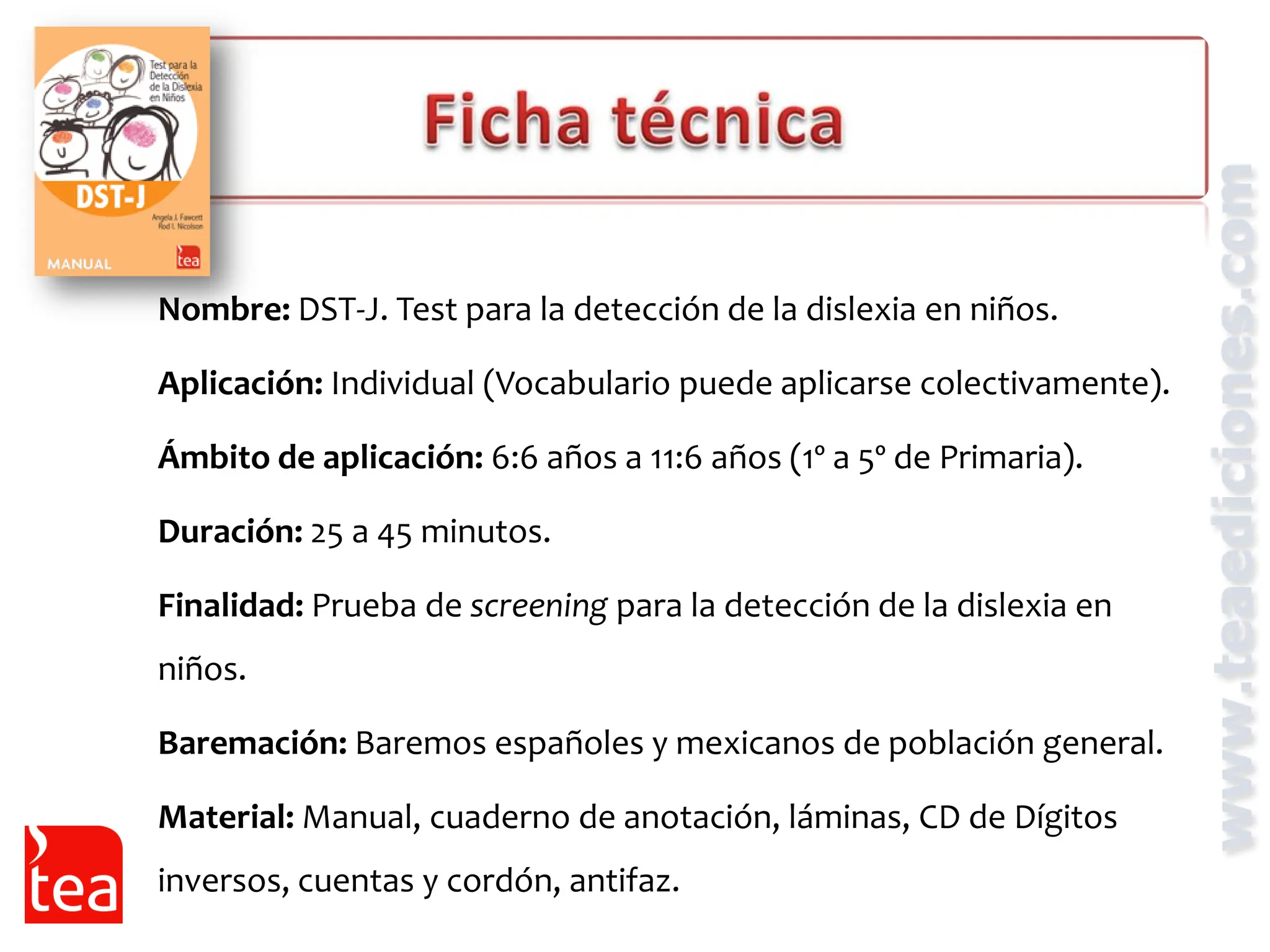 DST-J.pdf ficha tecnica de test para detección de dislexia | PDF