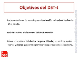 DST-J.pdf ficha tecnica de test para detección de dislexia | PDF