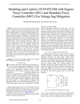 modeling and control a d-statcom with sugeno and mamdani fuzzy logic controller for voltage sag ...