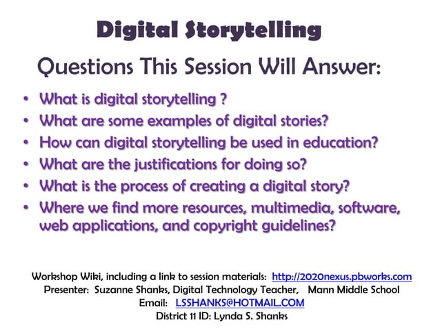 Intro to Digital Storytelling | PPTX | Screenwriting | Content Production