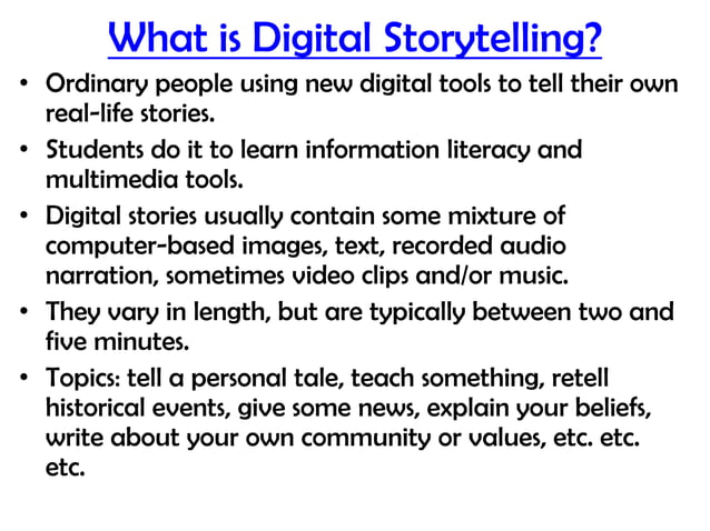Intro to Digital Storytelling | PPTX | Screenwriting | Content Production