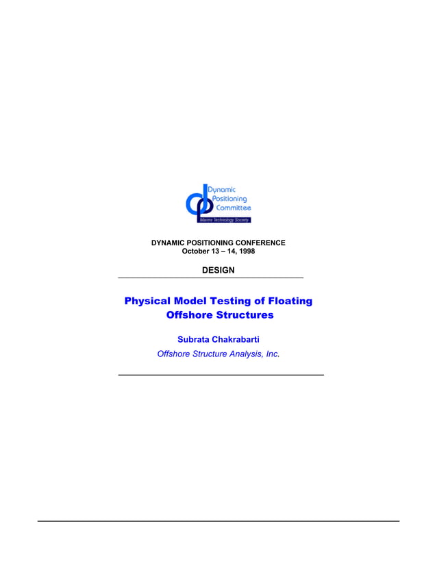Physical Model Testing Of Floating Offshore Structures Pdf