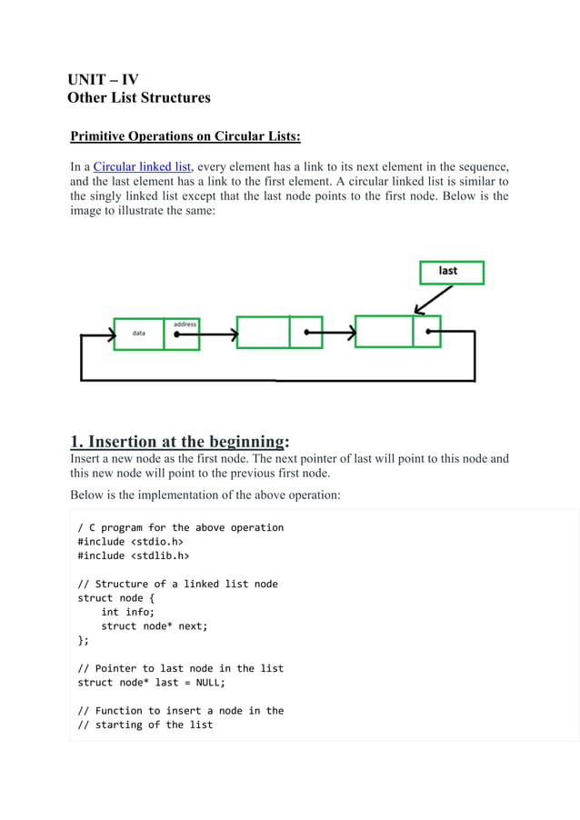 DS UNIT4_OTHER LIST STRUCTURES.docx | Programming Languages | Computing