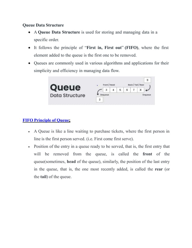 Stack and its operations, Queue and its operations | PDF Stack and its operations, Queue and its operations | PDF