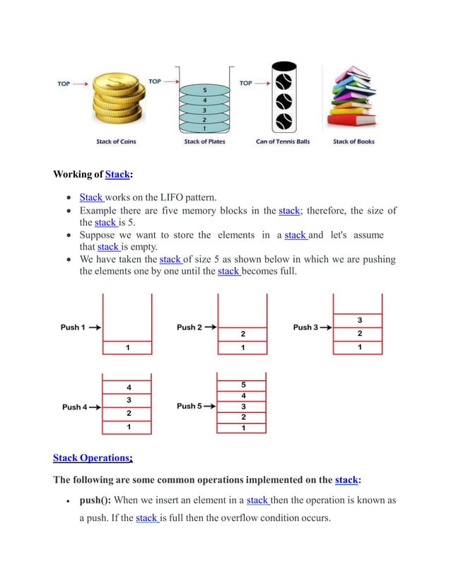 Stack and its operations, Queue and its operations | PDF Stack and its operations, Queue and its operations | PDF