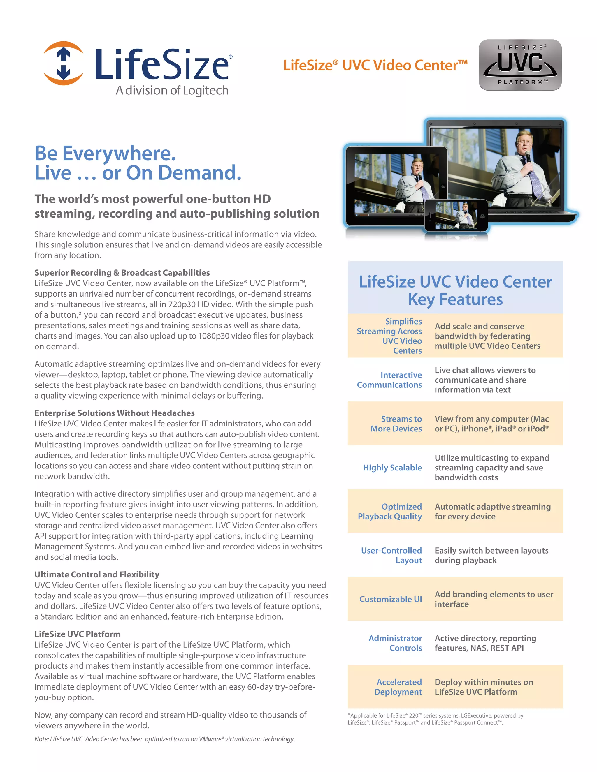 LifeSize® UVC Video Center™ | PDF