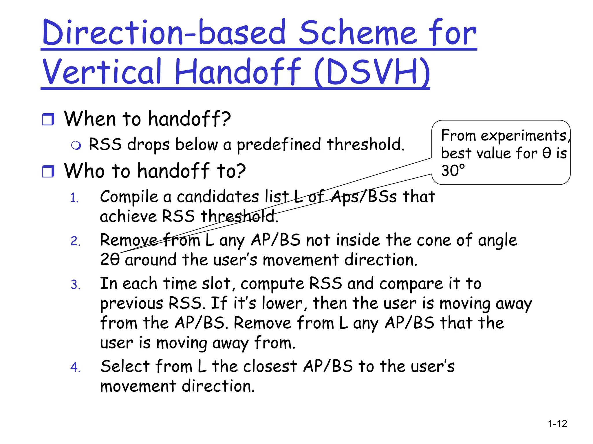 A Direction Based Vertical Handoff Scheme Ppt 