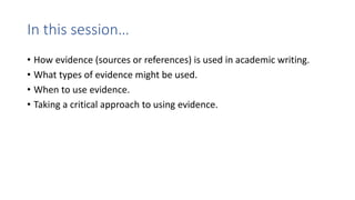 DSWBL Week 1: Using evidence in writing | PPTX