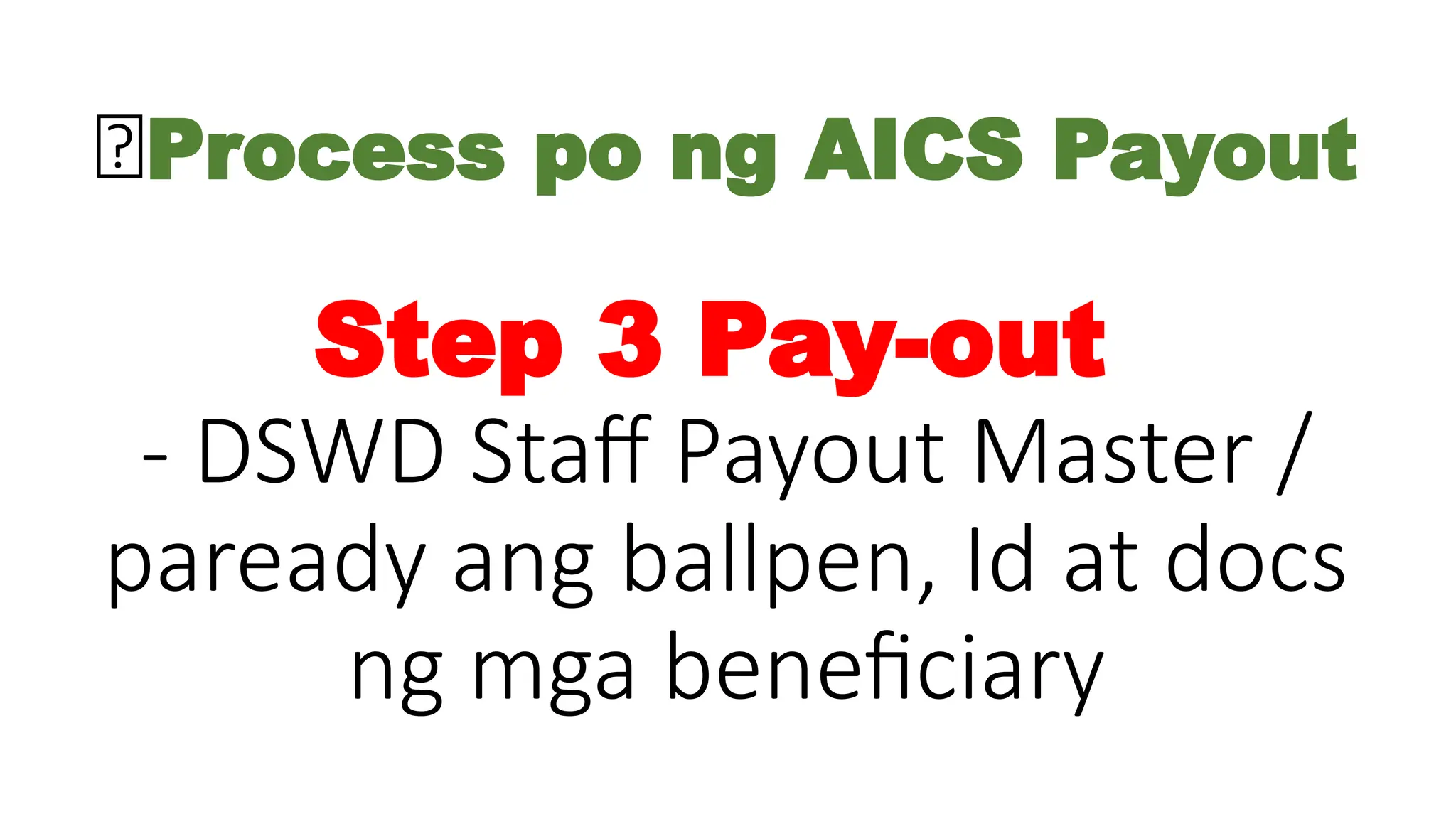 DSWD AICS Payout Powerpoint for benefactors | PPTX