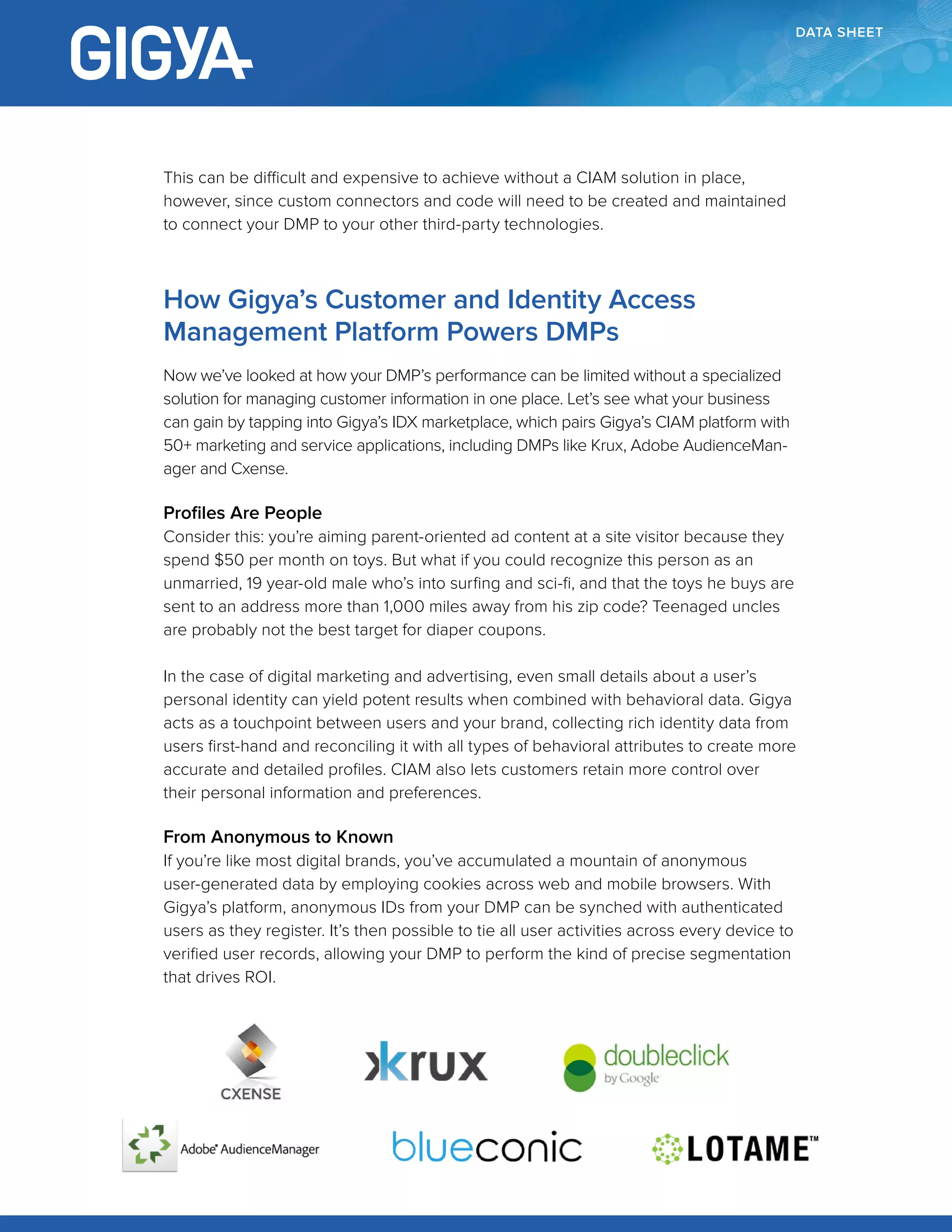 Data Sheet: Why Your DMP Needs CIAM | PDF