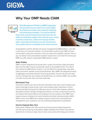 Data Sheet: Why Your DMP Needs CIAM | PDF