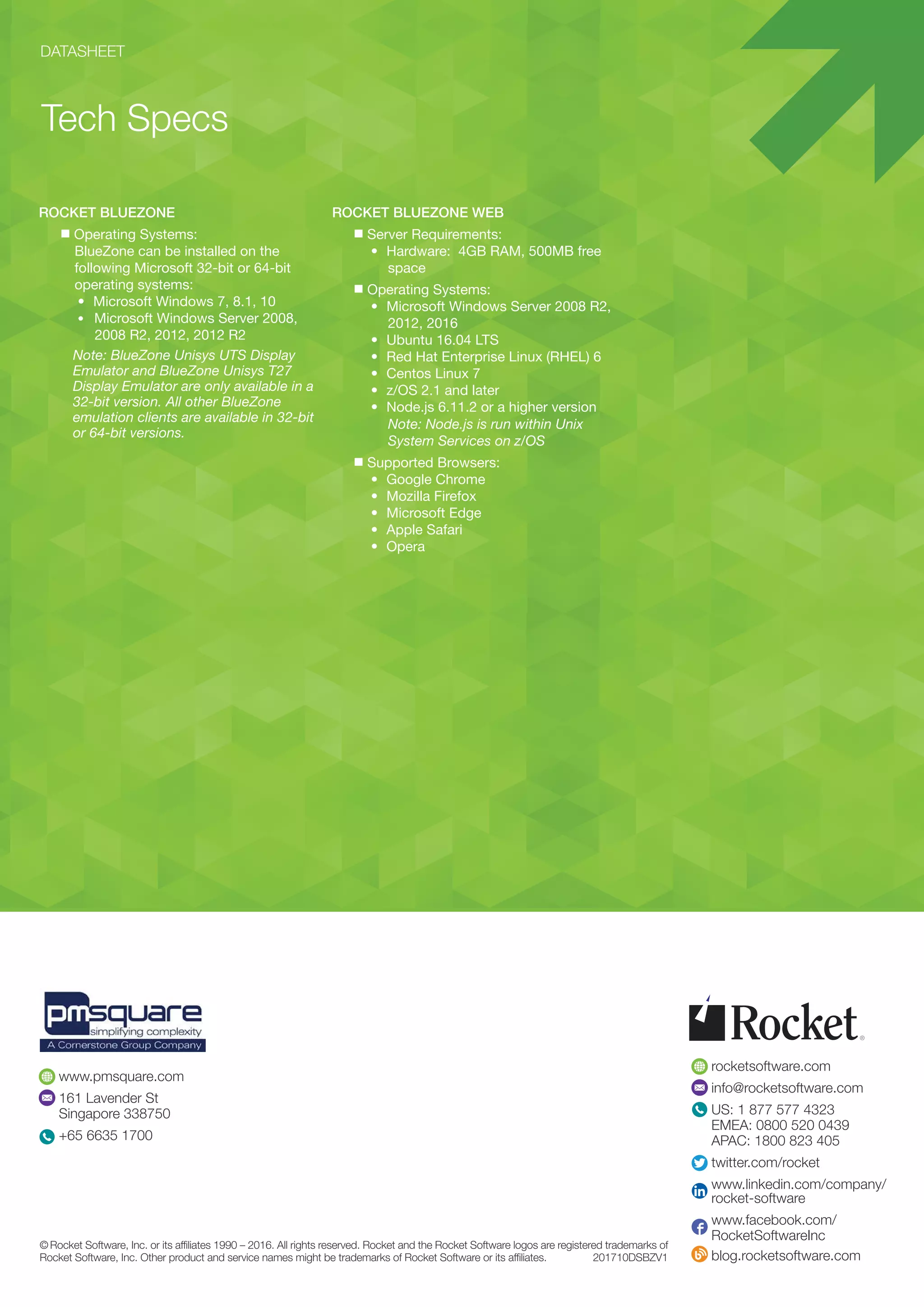 Rocket BlueZone Datasheet | PDF