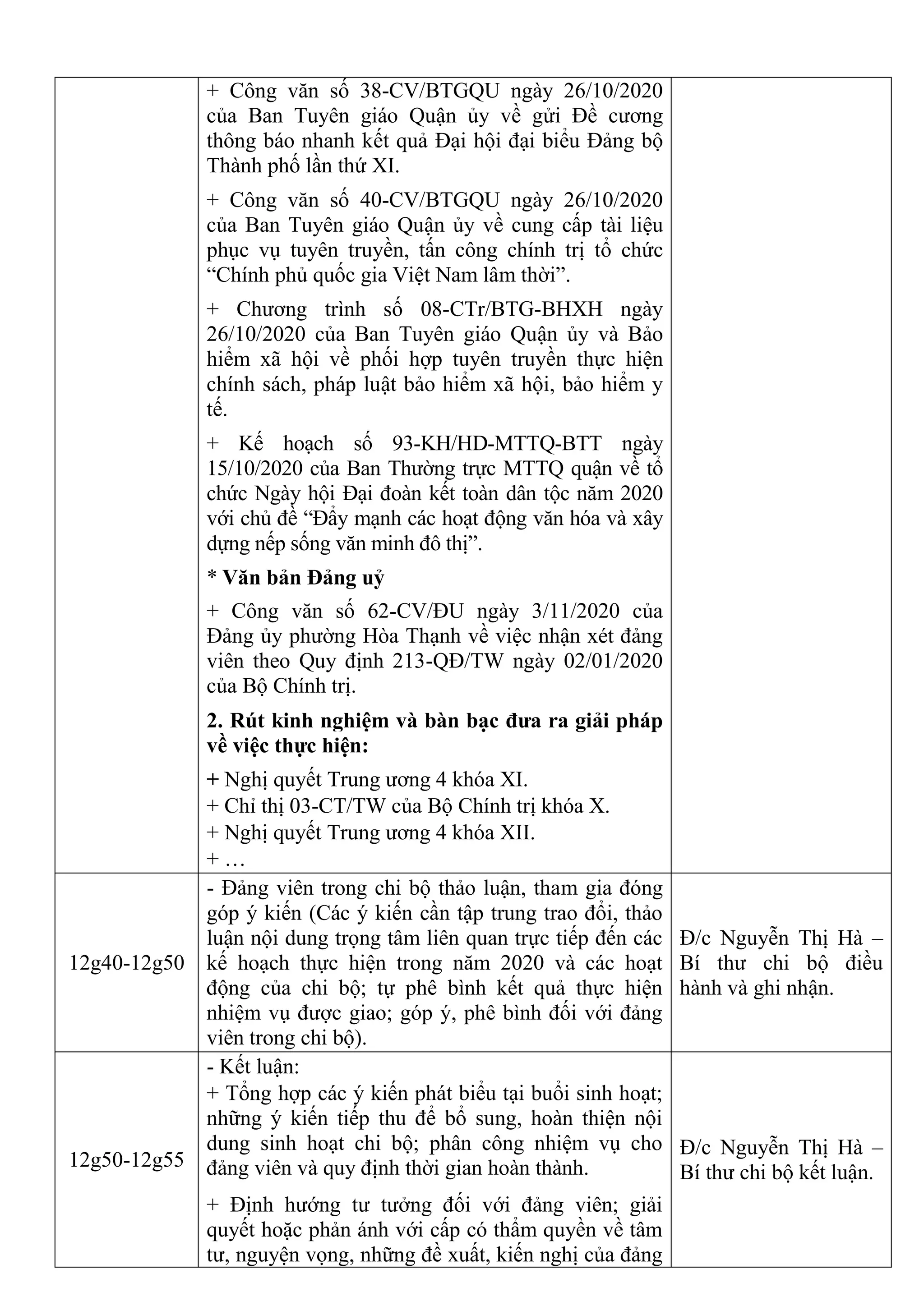 Ctrinh sinh hoat T11-2020 | PDF