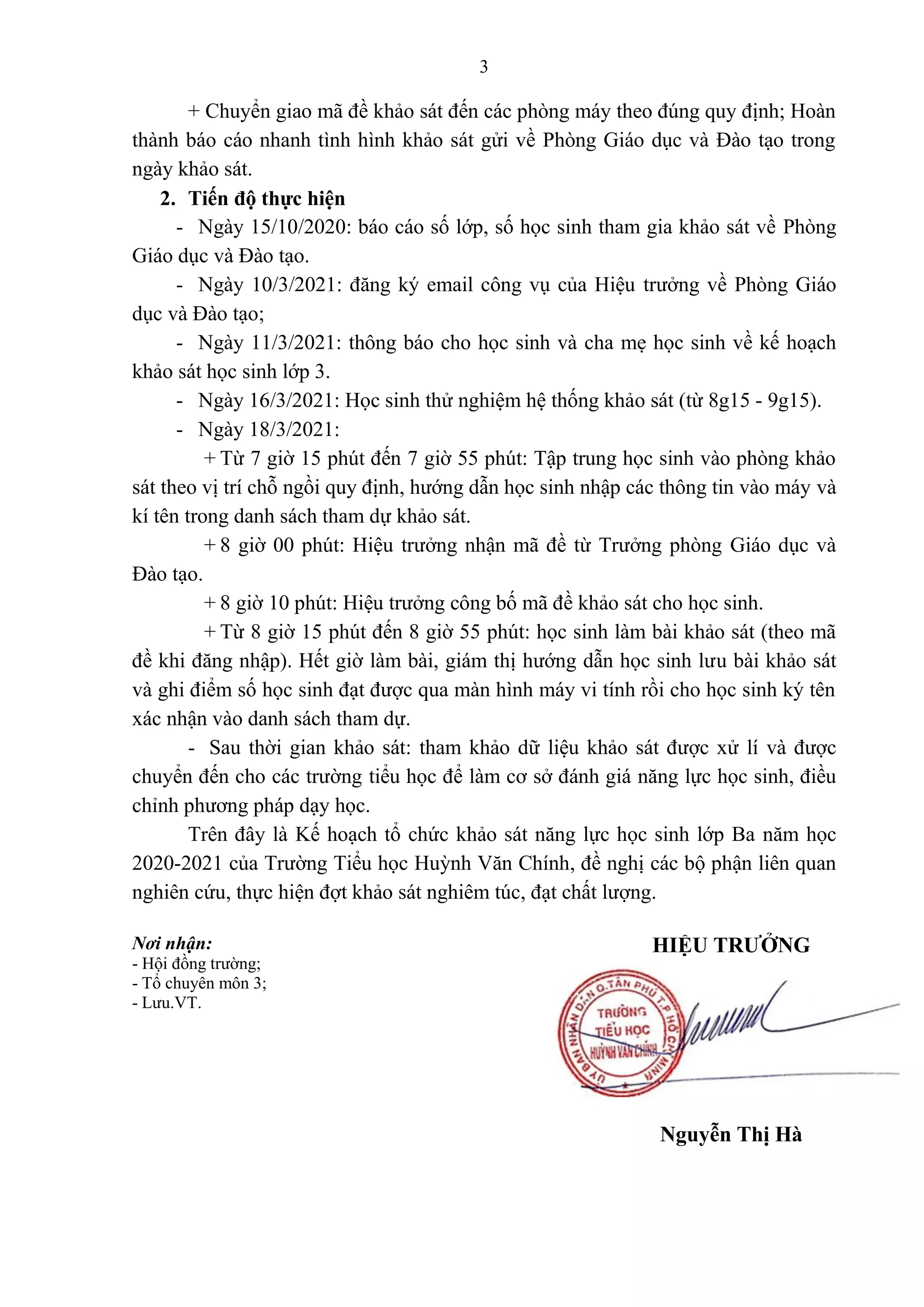 KH khao sat lop 3-2021-HVCh | PDF