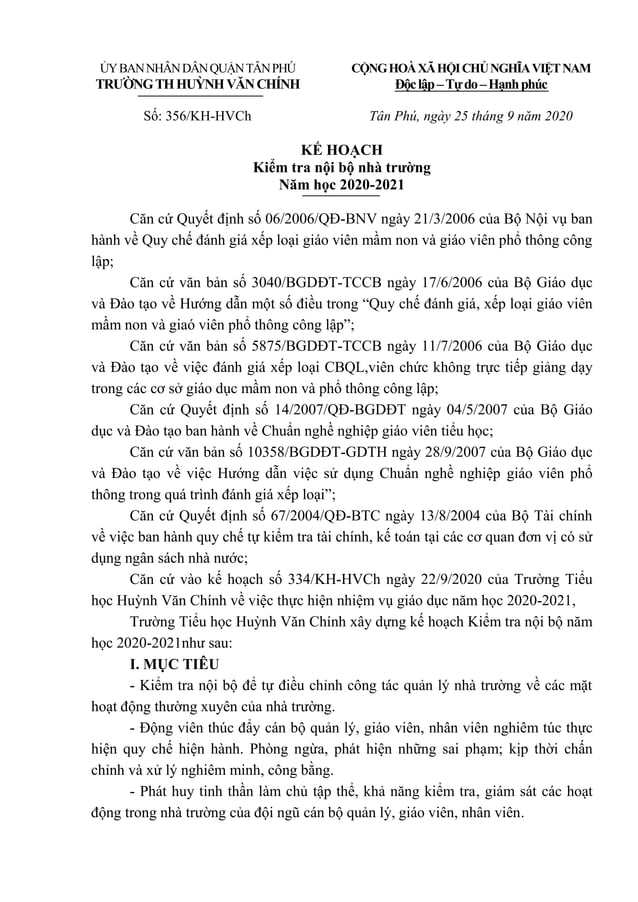 KH kiem tra noi bo-20-21 | PDF