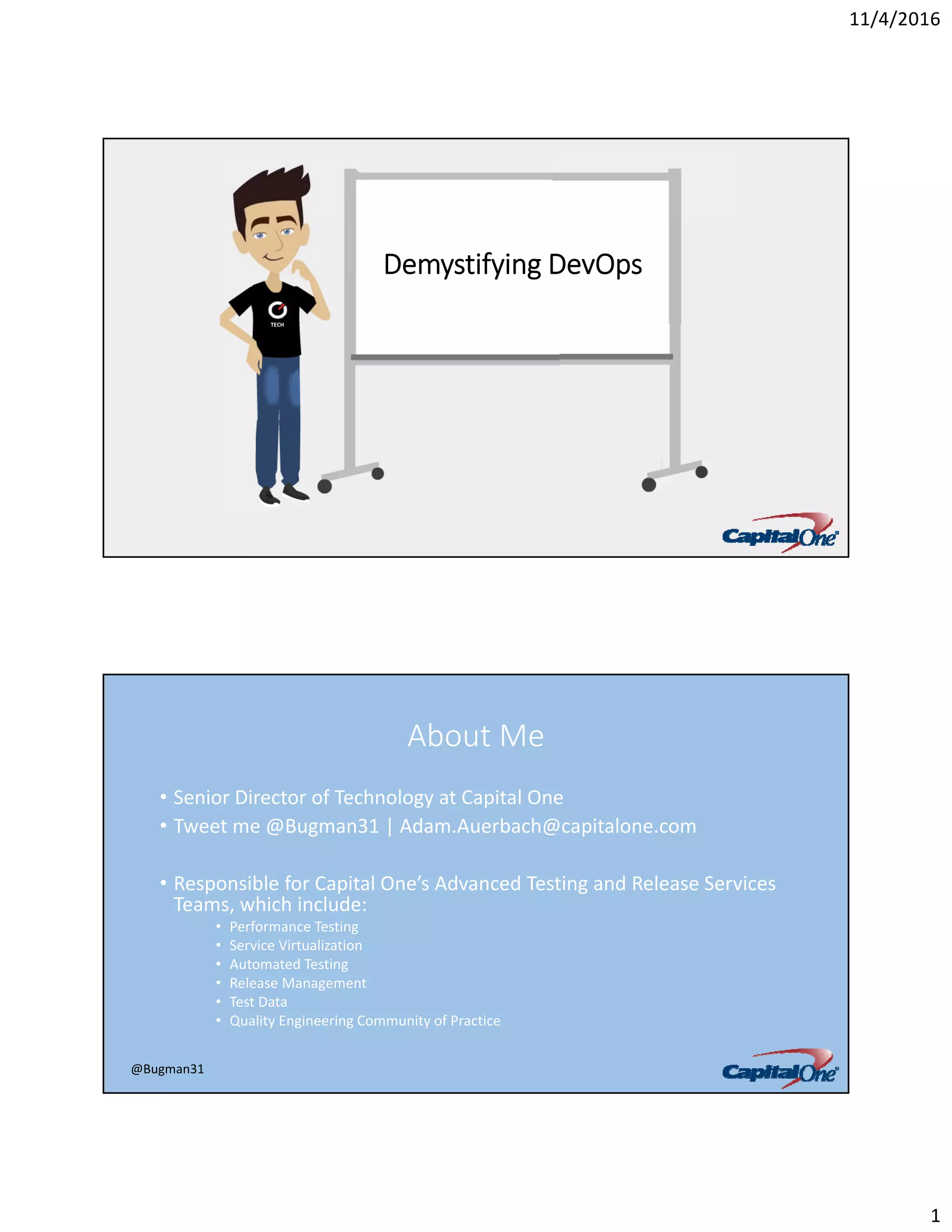 Demystifying DevOps: Capital One’s Journey toward Continuous Delivery | PDF Demystifying DevOps: Capital One’s Journey toward Continuous Delivery | PDF