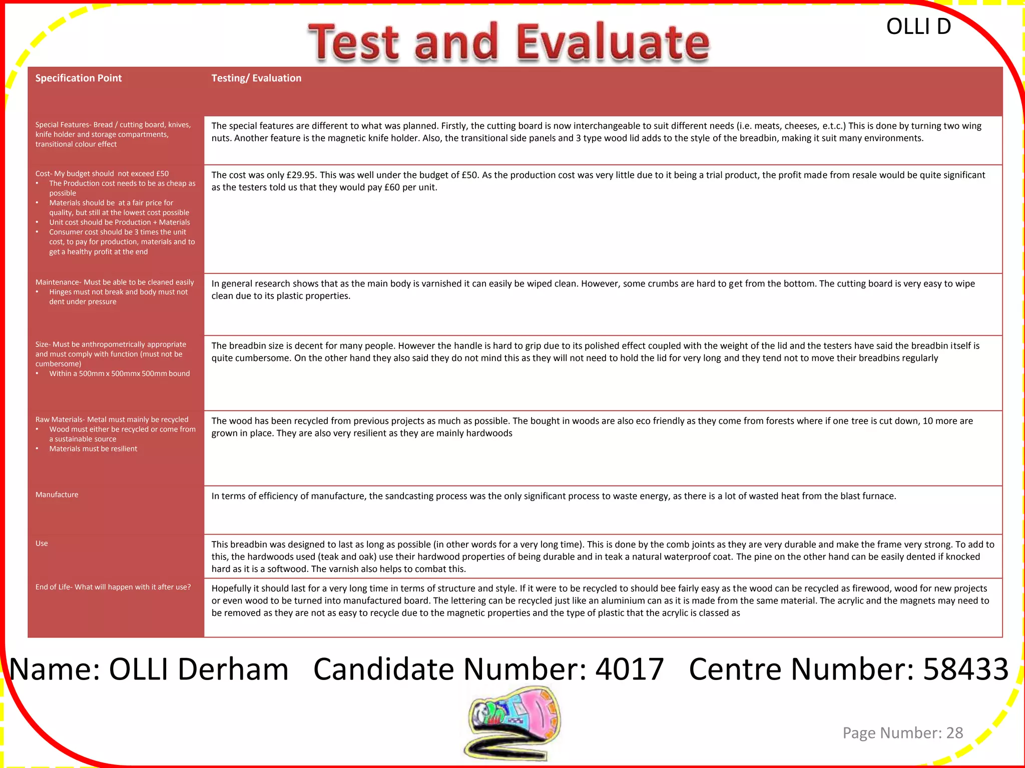 GCSE Design and Technology Project, Resistant Materials- Breadbin | PPTX