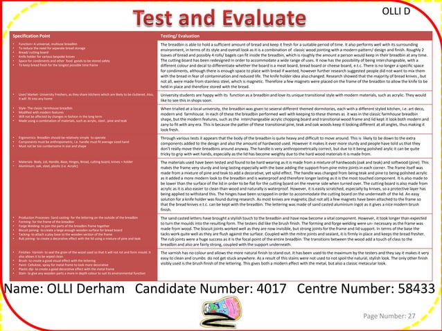 GCSE Design and Technology Project, Resistant Materials- Breadbin | PPTX