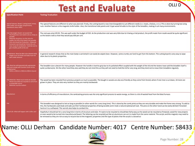 GCSE Design and Technology Project, Resistant Materials- Breadbin | PPTX