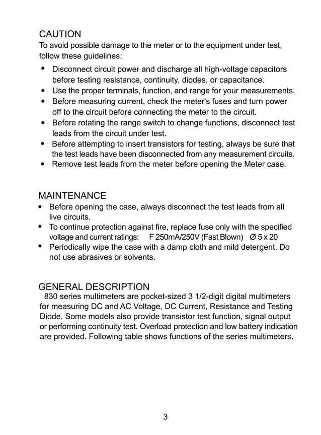 dt830d-multimeter-datasheet.pdf | Consumer Electronics | Technology ...