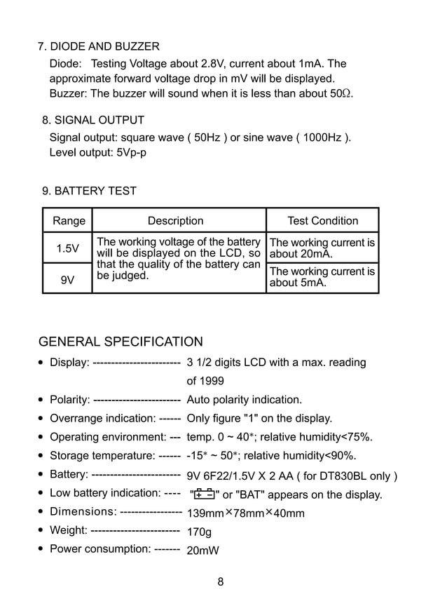 dt830d-multimeter-datasheet.pdf | Consumer Electronics | Technology ...