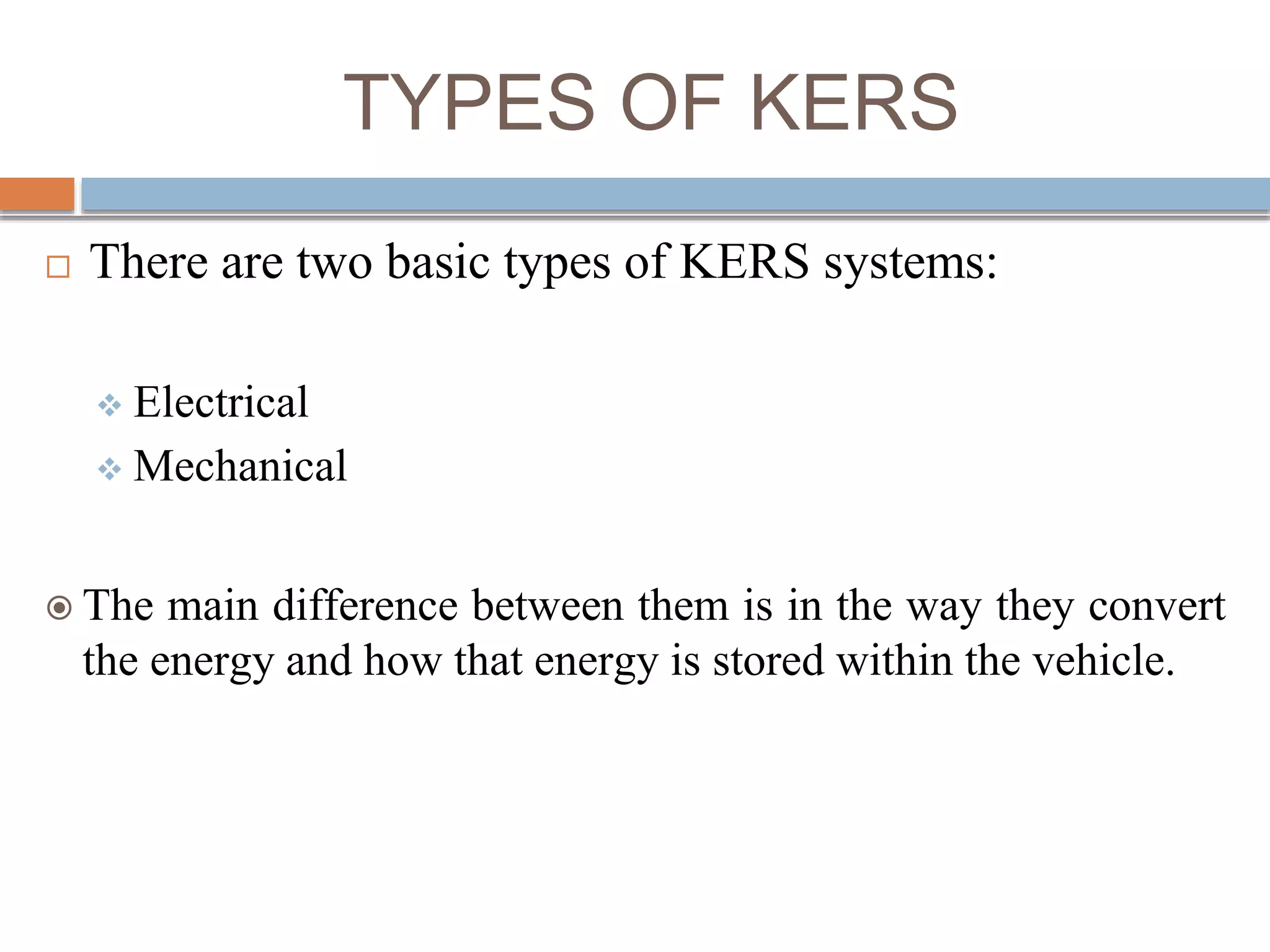 kinetic energy recovery system (all types of KERS ) | PPTX