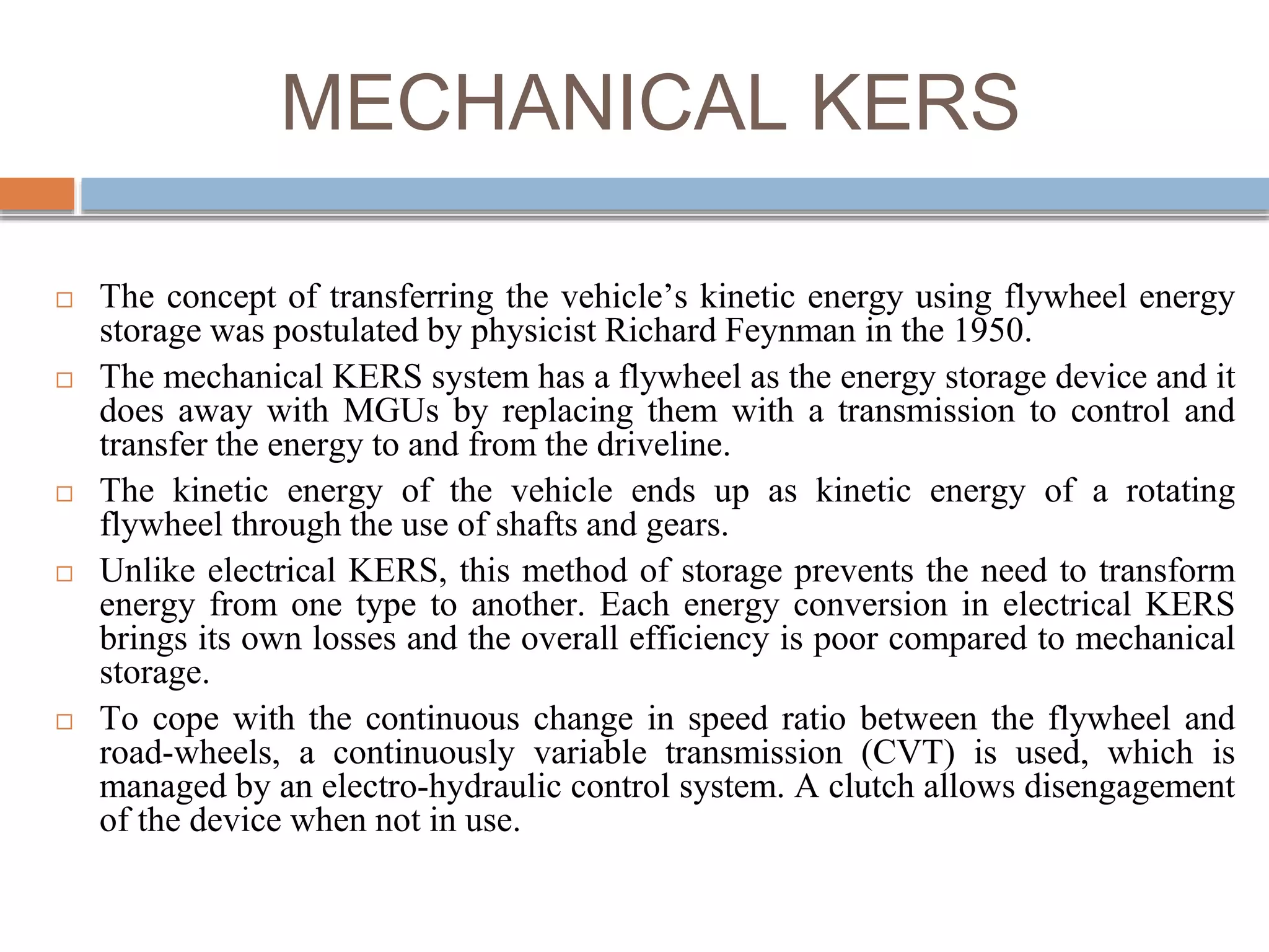kinetic energy recovery system (all types of KERS ) | PPTX