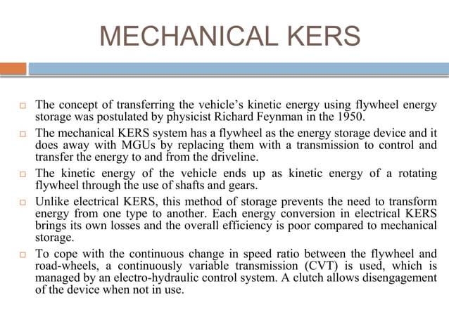 kinetic energy recovery system (all types of KERS ) | PPTX