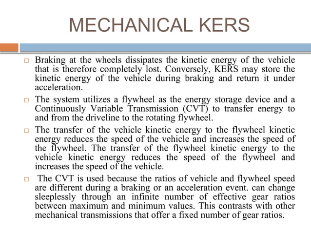 kinetic energy recovery system (all types of KERS ) | PPTX