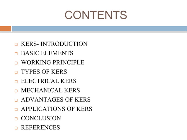 kinetic energy recovery system (all types of KERS ) | PPTX