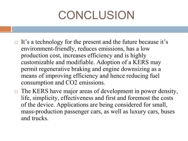 kinetic energy recovery system (all types of KERS ) | PPTX