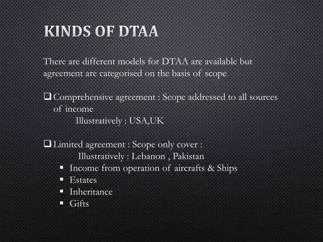 DTAA - Double Taxation Avoidance Agreement | PPTX | Personal Taxes ...