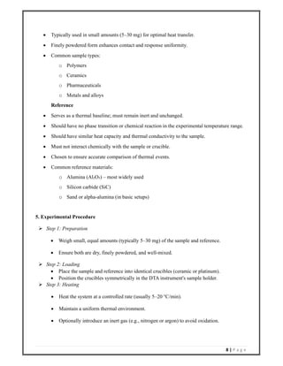 Thermal analysis: DIFFERENTIAL THERMAL ANALYSIS (DTA) | PDF