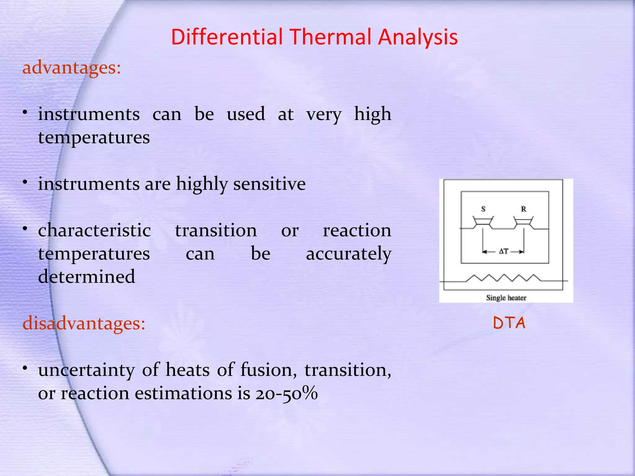 DIFFERENTIAL THERMAL ANALYSIS (DTA), ppt | PPT