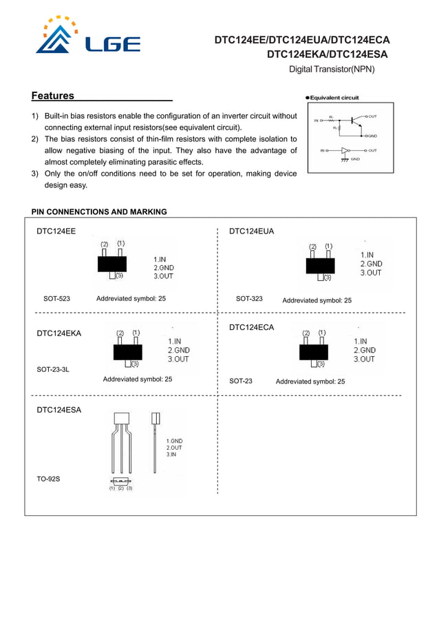 Original Transistor NPN DTC124 DTC124ESA C124 TO 92 New | PDF ...