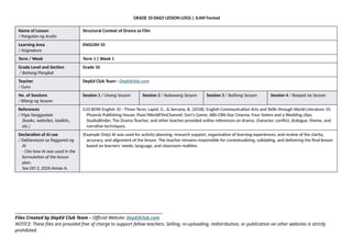 Grade 10 English Lesson on Structural Context of Drama as Film | DOCX