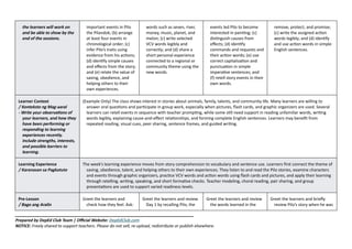 Grade 3 English Lesson Plan: Story Elements, Vocabulary, and Sentence ...