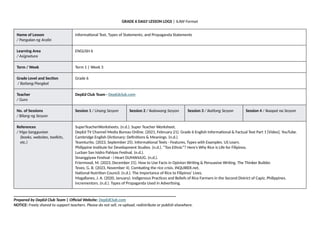 Grade 6 English Lesson on Informational Texts, Statements, and ...