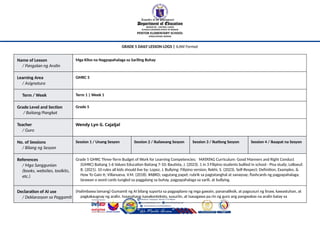 Grade 5 GMRC Lesson on Respect for Life and Self-Worth | DOCX
