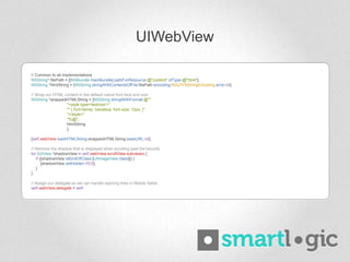 Intro to DTCoreText: Moving Past UIWebView | iOS Development | PPTX