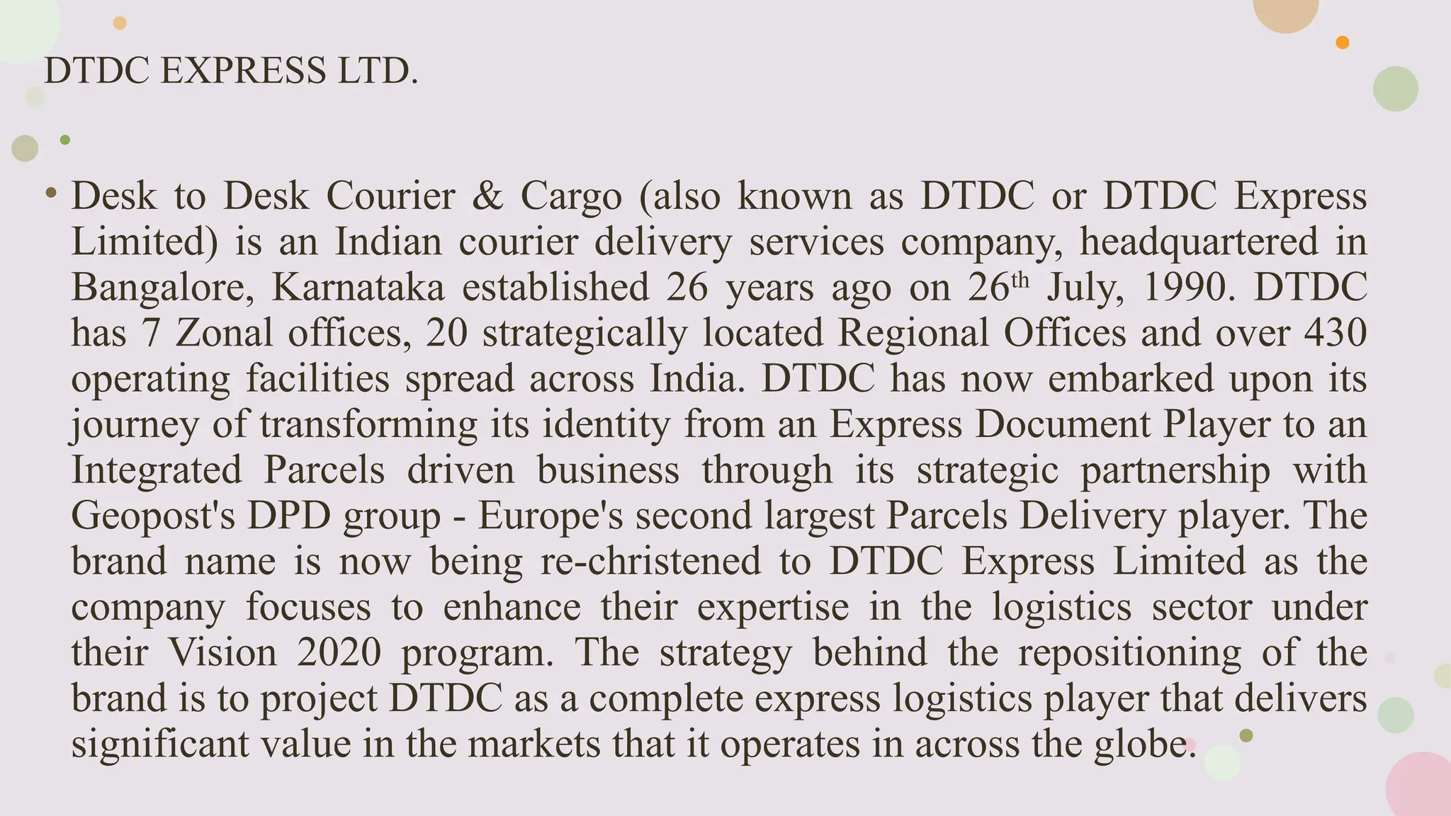 Presentation on DTDC: The Courier Company.pptx