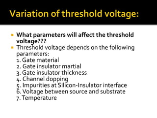 Threshold Voltage & Channel Length Modulation | PPTX