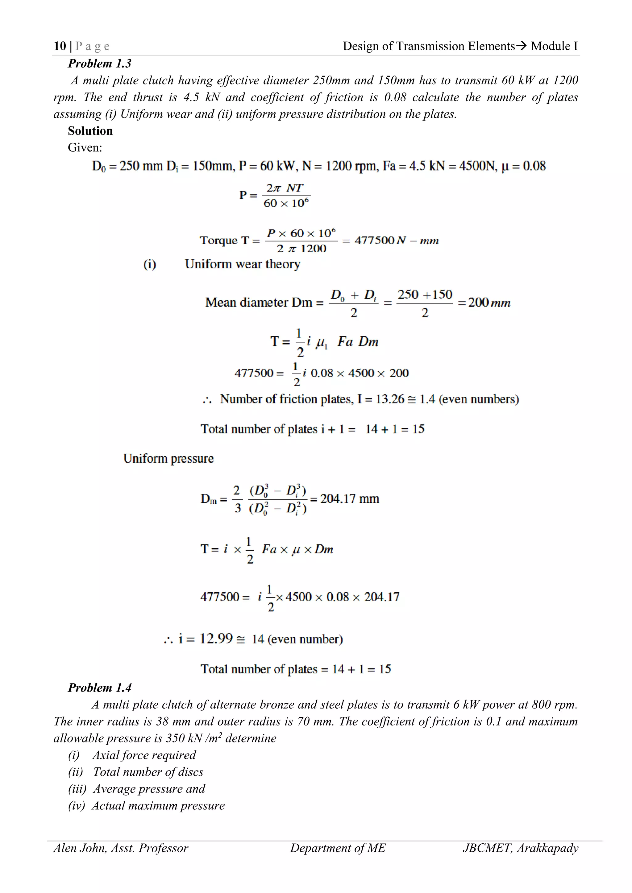 Design of transmission elements | PDF