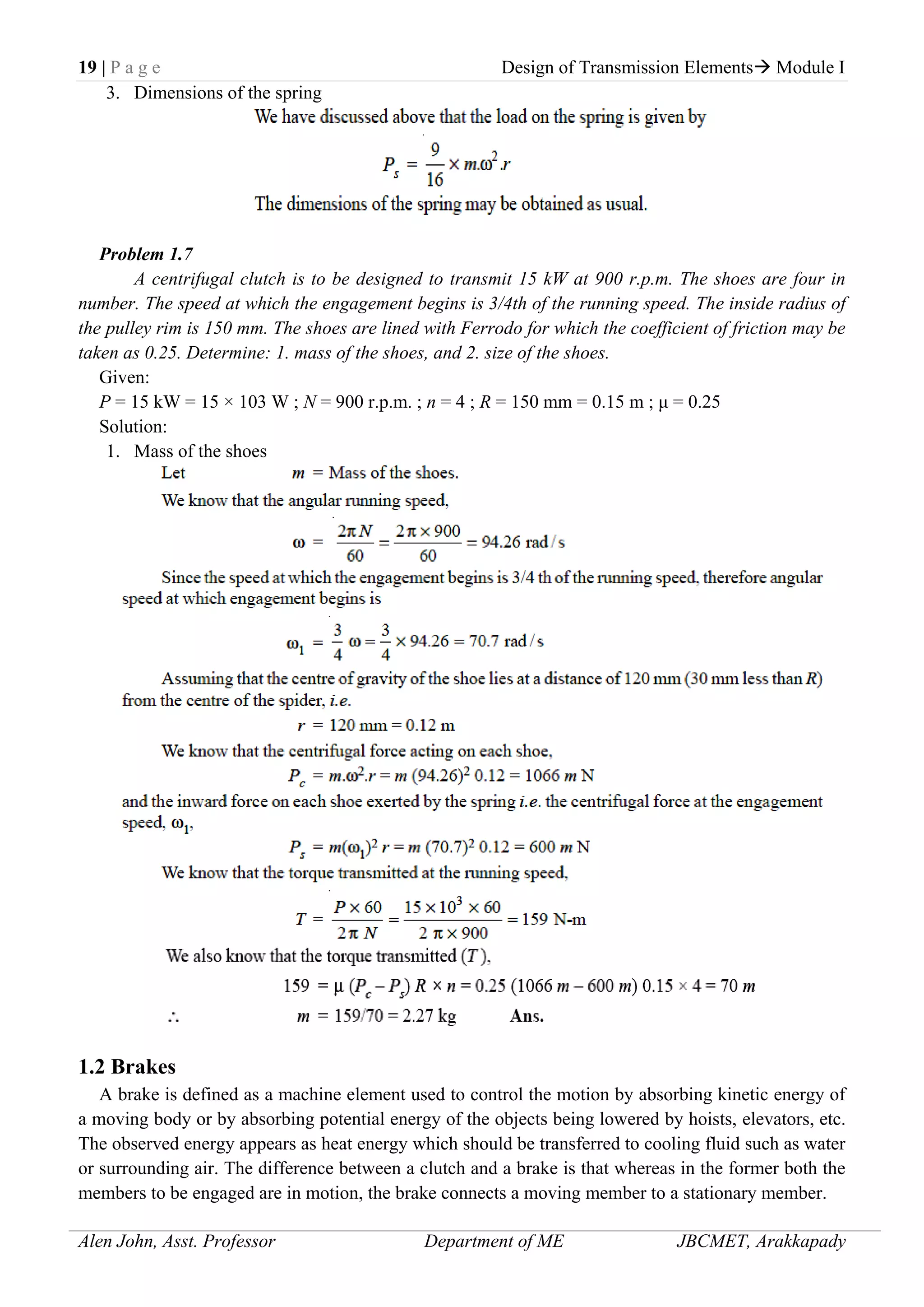 Design of transmission elements | PDF