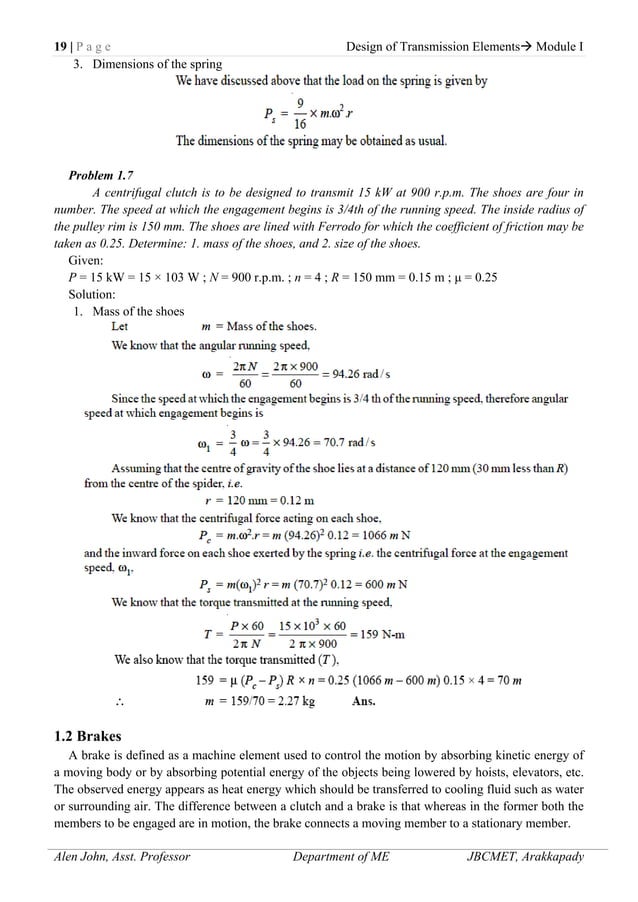 Design of transmission elements | PDF | Physics | Science