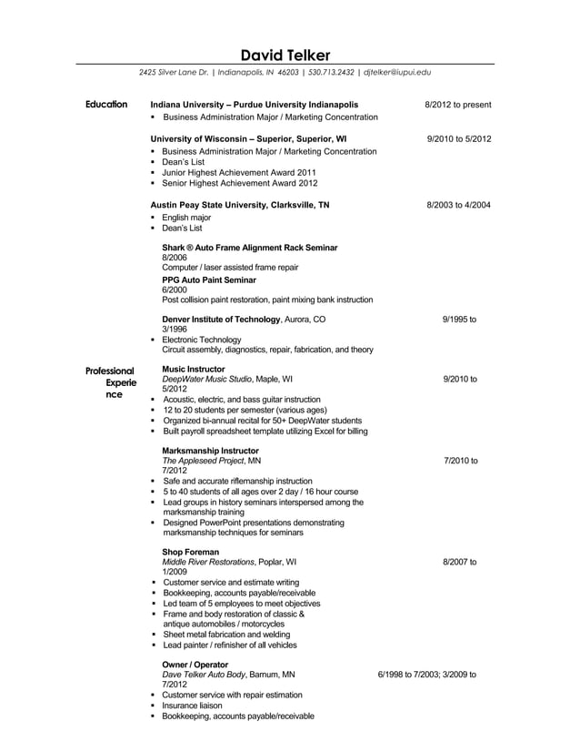 Dtelker Resume 09 2012 | DOC