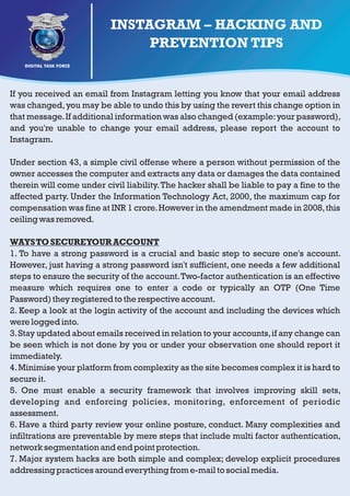 INSTAGRAM – HACKING AND PREVENTION TIPS | PDF