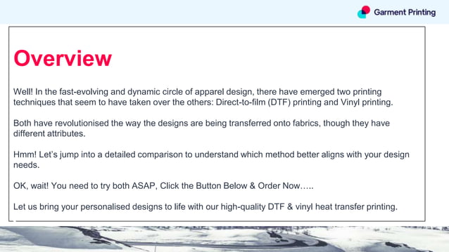 DTF Printing vs Vinyl Heat Transfer – What are these Techniques_.pptx