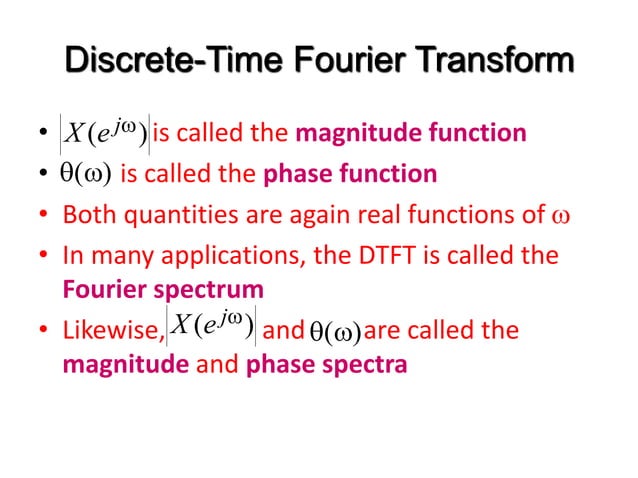 Discrete Time Fourier Transform | PPTX