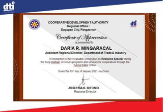 Dti r1 Programs and Services for Cooperatives | PPT